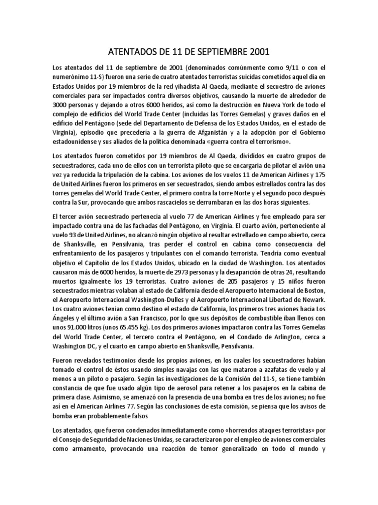 Atentados del 11-S: Impacto y Consecuencias | PDF | Ataques del 11 de ...