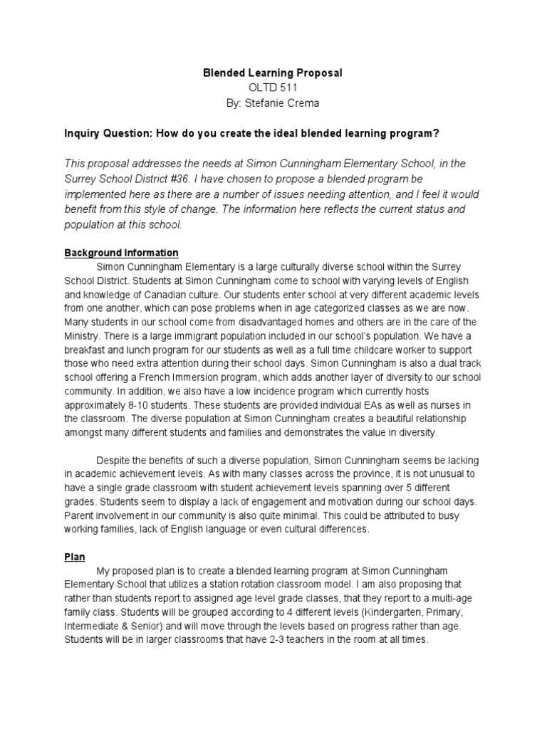Blended Learning Proposal | PDF | Teachers | Educational Technology