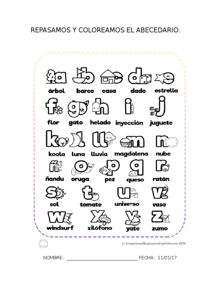 Repasamos y Coloreamos El Abecedario | PDF | Comunicación escrita ...