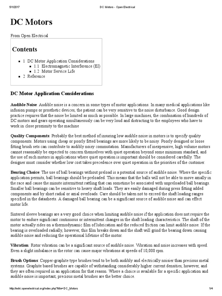 DC Motors - Open Electrical | PDF | Electric Motor | Bearing (Mechanical)