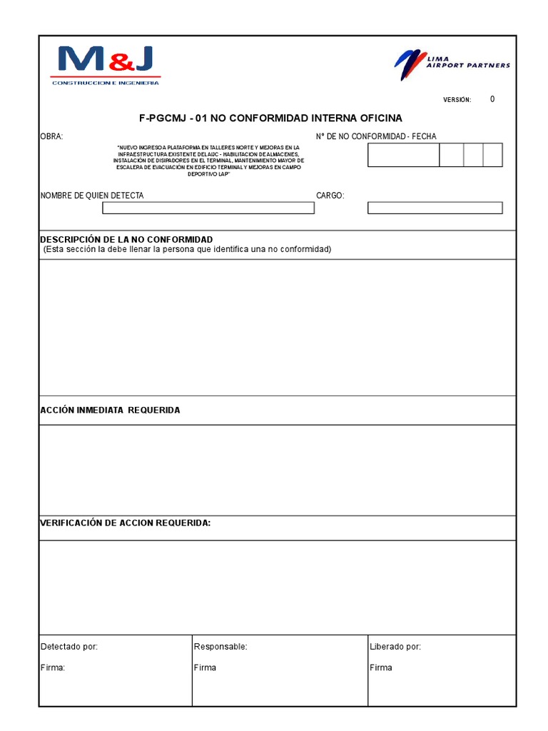 Formato De No Conformidad Interna Pdf 8783