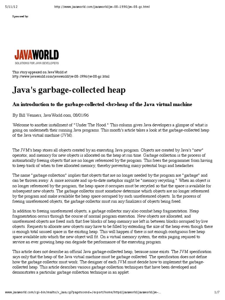 An Introduction To The Garbage-Collected Heap of The Java Virtual Machine | PDF | Java Virtual ...