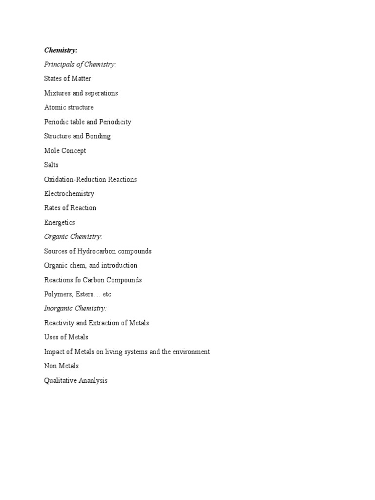 Chemistry Topics | PDF