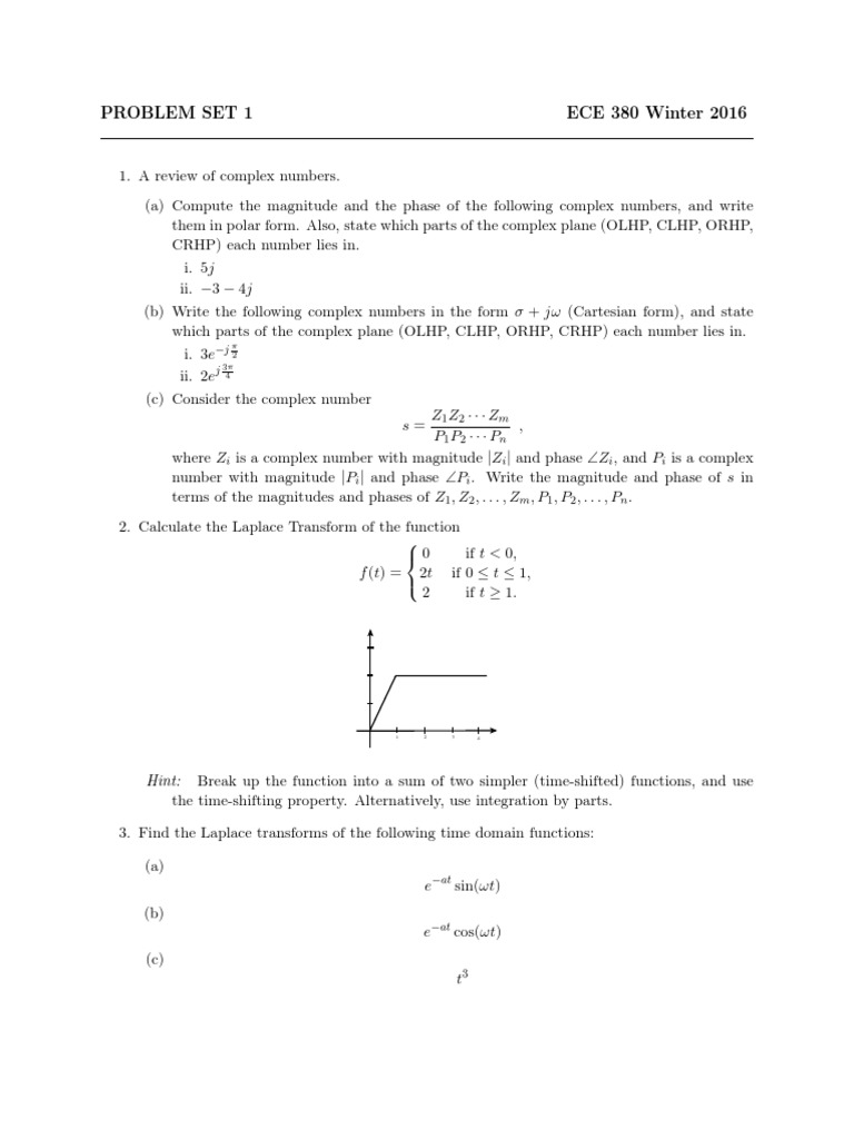 Assignment 1 | PDF | Laplace Transform | Complex Number