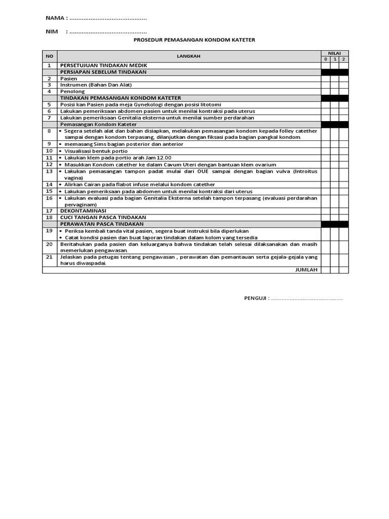 Checklist Pemasangan Kondom Kateter | PDF
