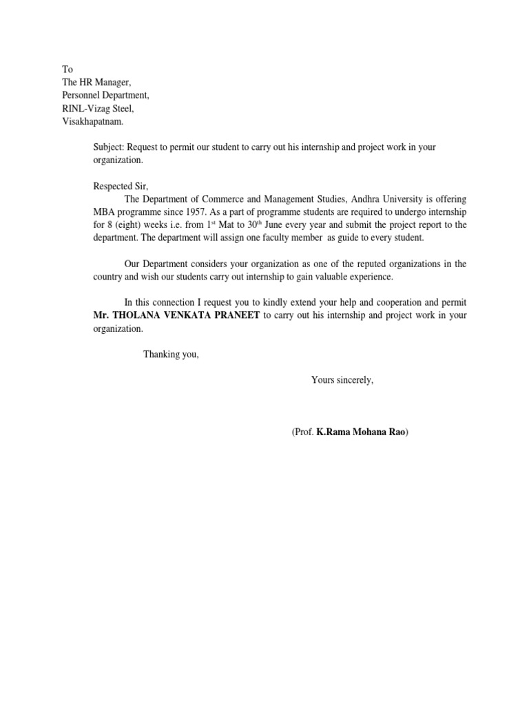 INTERNSHIP Letter | PDF