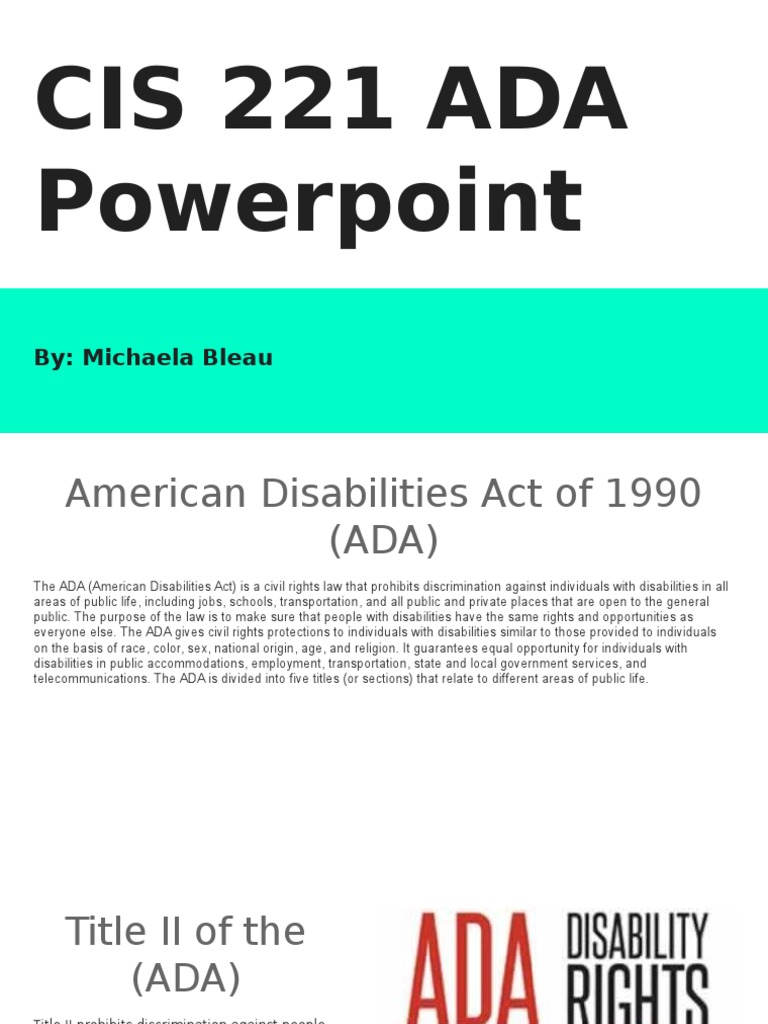 Cis 221 Ada Powerpoint 1 | PDF | Americans With Disabilities Act Of ...