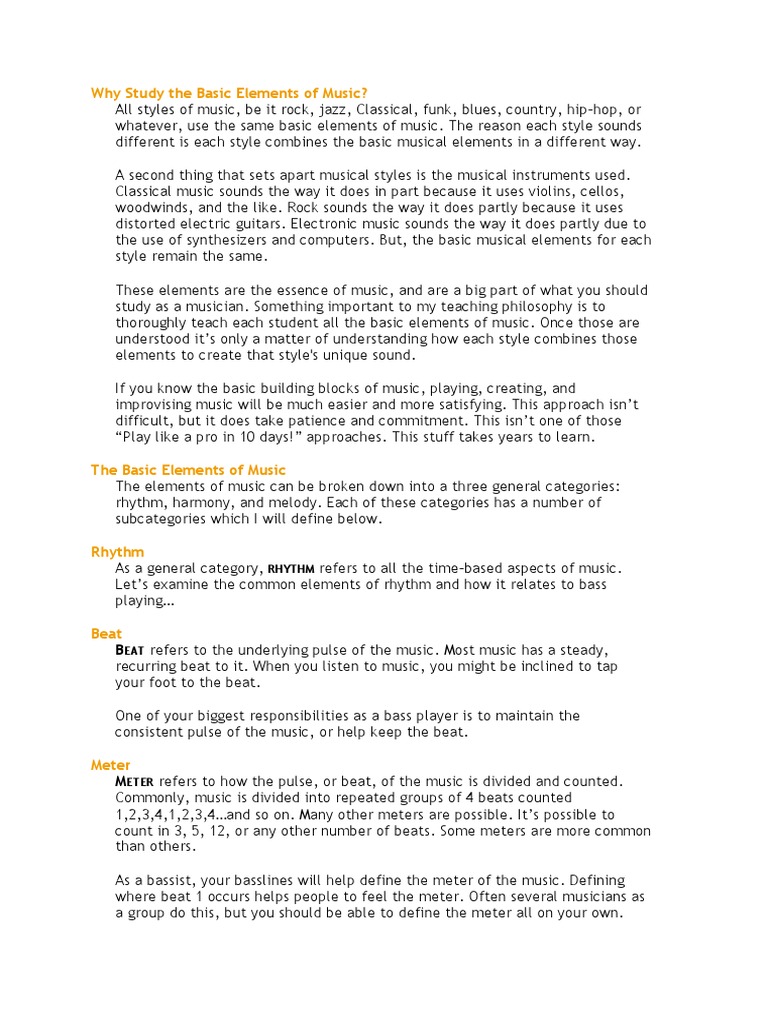 Understanding Music Elements for Bassists | PDF | Bass Guitar | String ...