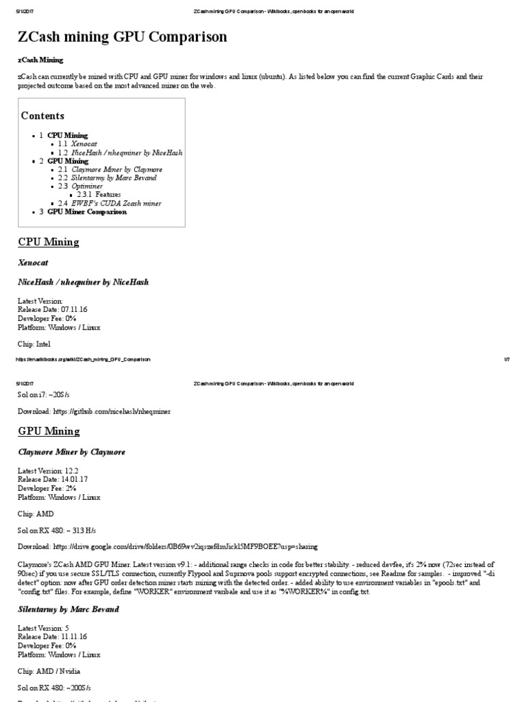 ZCash Mining GPU Comparison - Wikibooks, Open Books For An Open World | PDF | Graphics ...