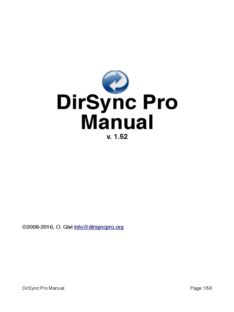 Dirsync Pro Manual: ©2008-2016, O. Givi | PDF | Computer File | Computer Data