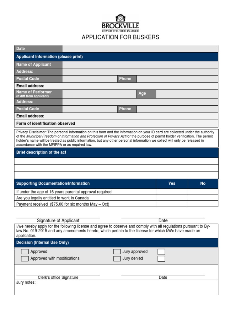 Busking Application Revised May 2016 | PDF