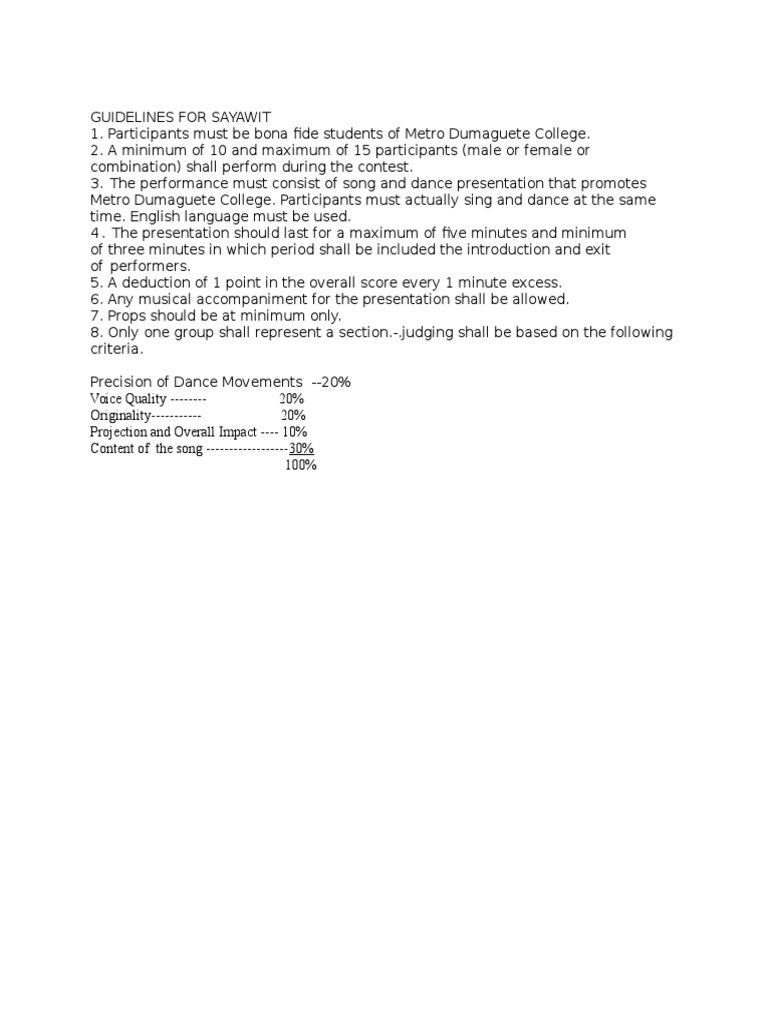 Guidelines For Sayawit | PDF