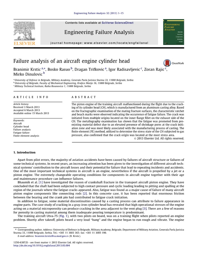Failure Analysis of An Aircraft Engine Cylinder Head PDF | PDF ...