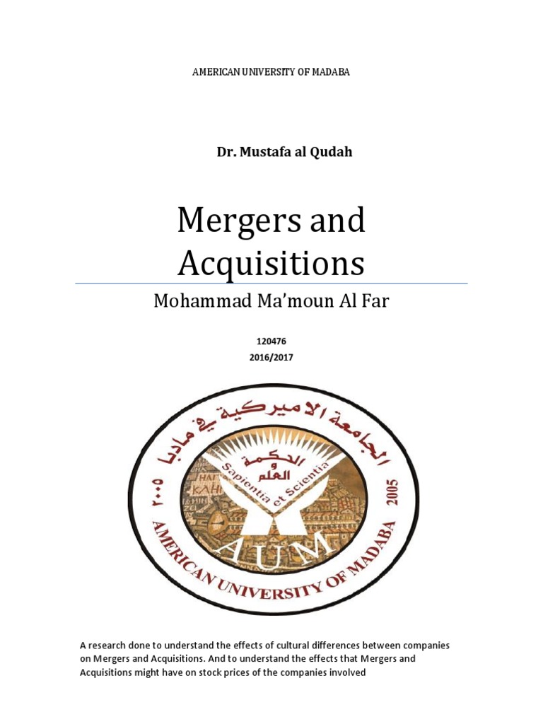 Final Graduation Project | PDF | Takeover | Mergers And Acquisitions