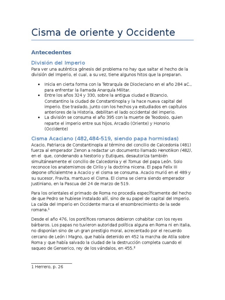 Cisma de Oriente y Occidente | PDF | Papa | Iglesia Católica