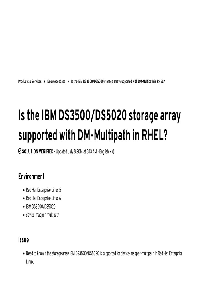 Is The IBM DS3500 - DS5020 Storage Array Supported With DM-Multipath in ...
