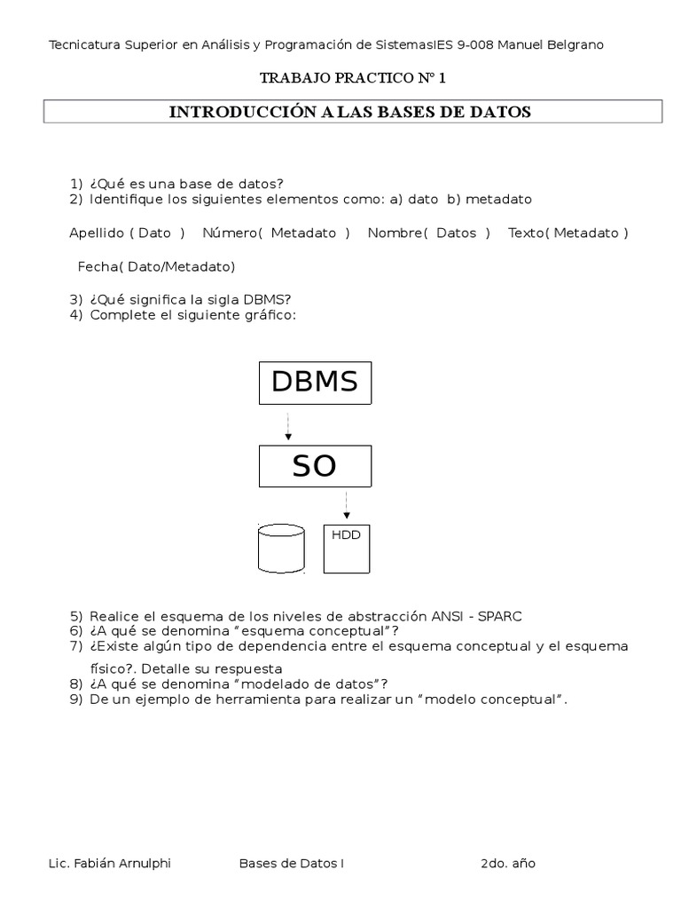Trabajo Practico #1 - Introduccion A Las Bases de Datos | PDF | Bases de datos | Programación de ...