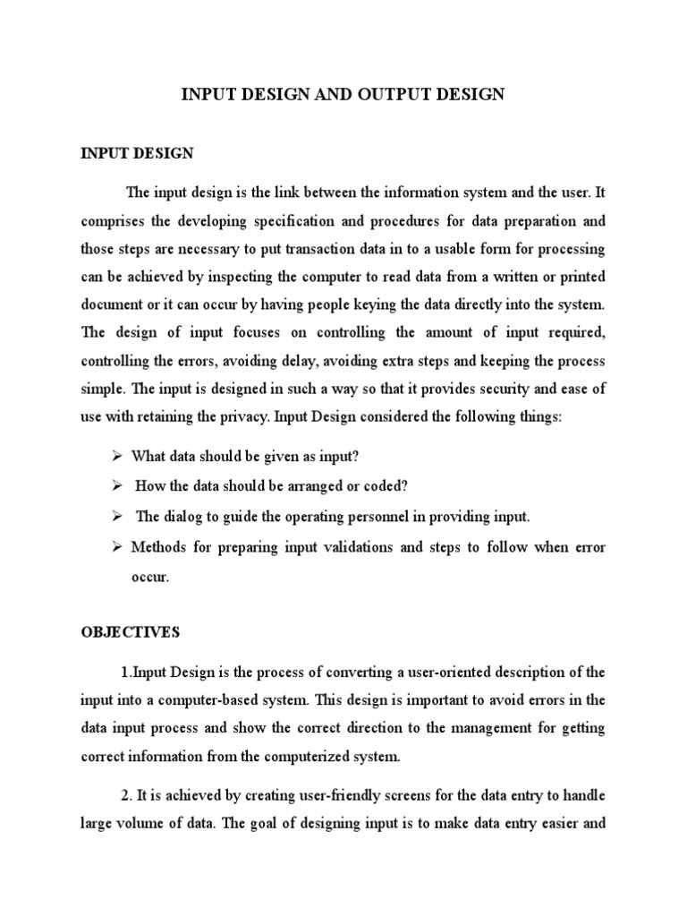 Input Design and Output Design | Download Free PDF | Input/Output ...