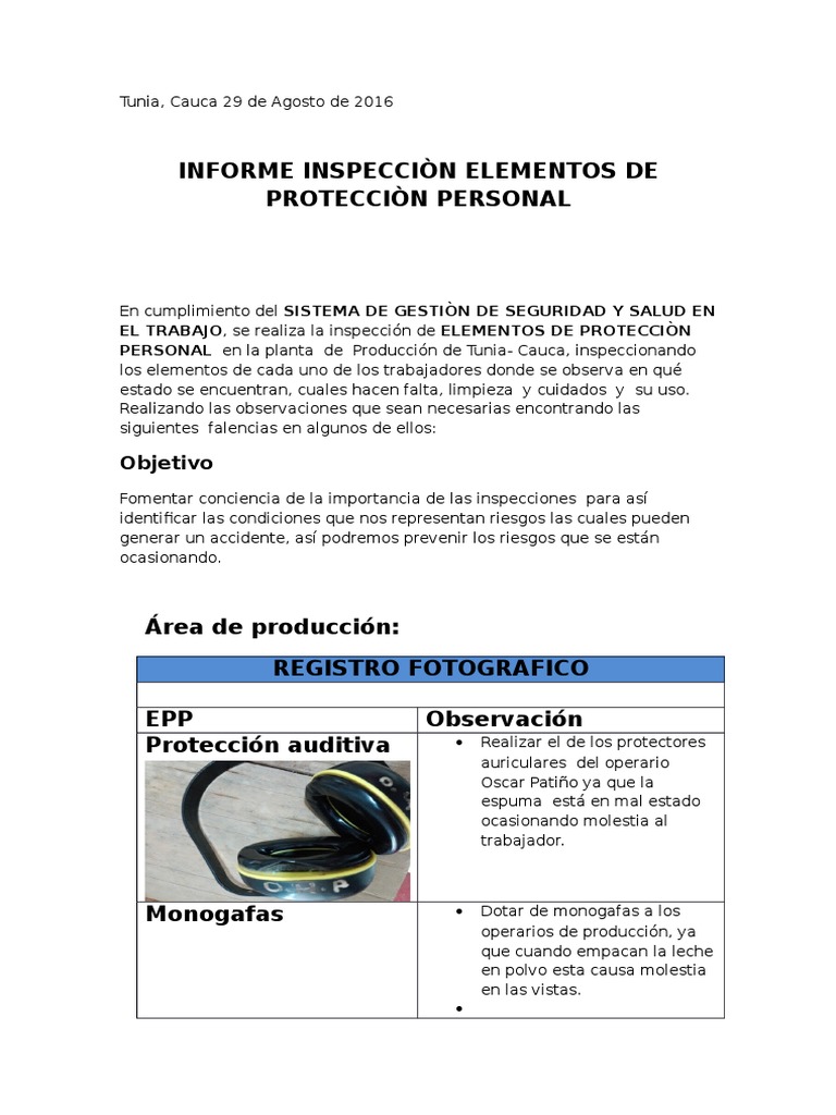 Informe de Inspecciòn de Epp | PDF | Soldadura | Construcción