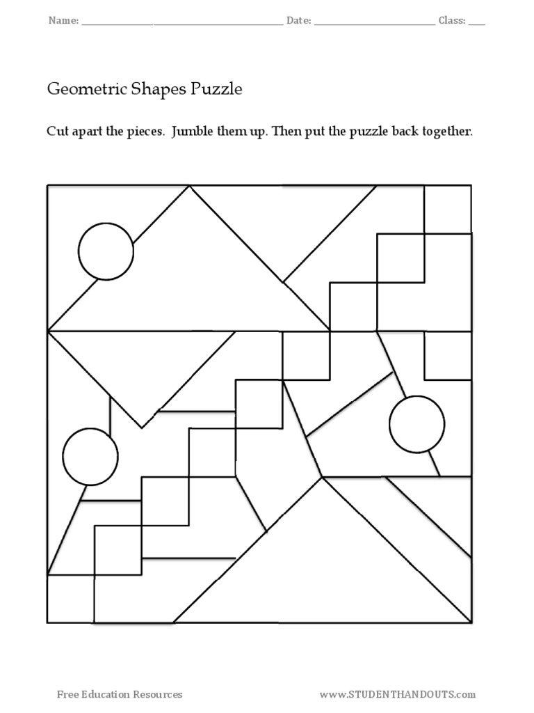 Geometric Shapes Puzzle: Cut Apart The Pieces. Jumble Them Up. Then Put ...