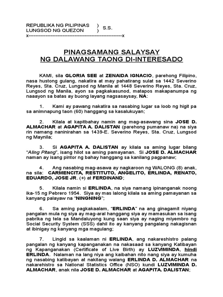 AFFIDAVIT OF TWO DISINTERESTED PERSONS (TAGALOG).doc