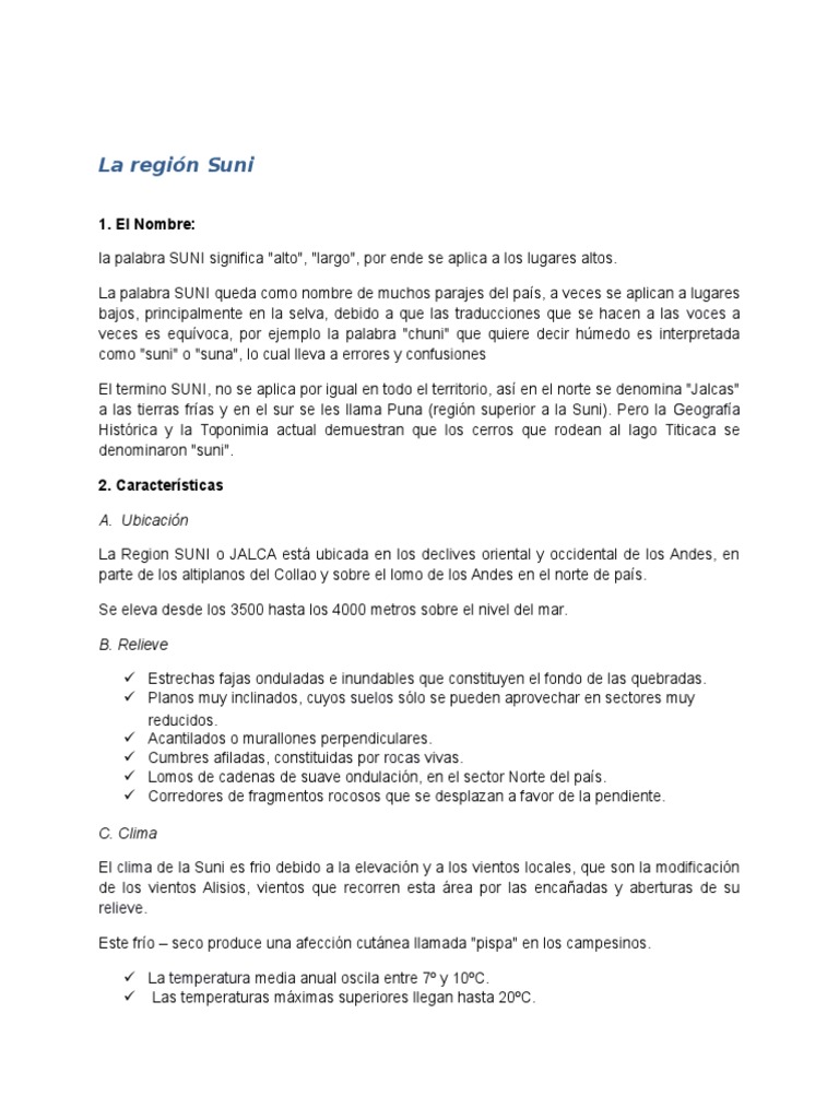 Region Suni Puna Janca | PDF | Andes | Geografía Física