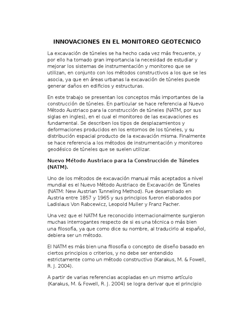 Innovaciones en El Monitoreo Geotecnico | PDF | Túnel | Medición