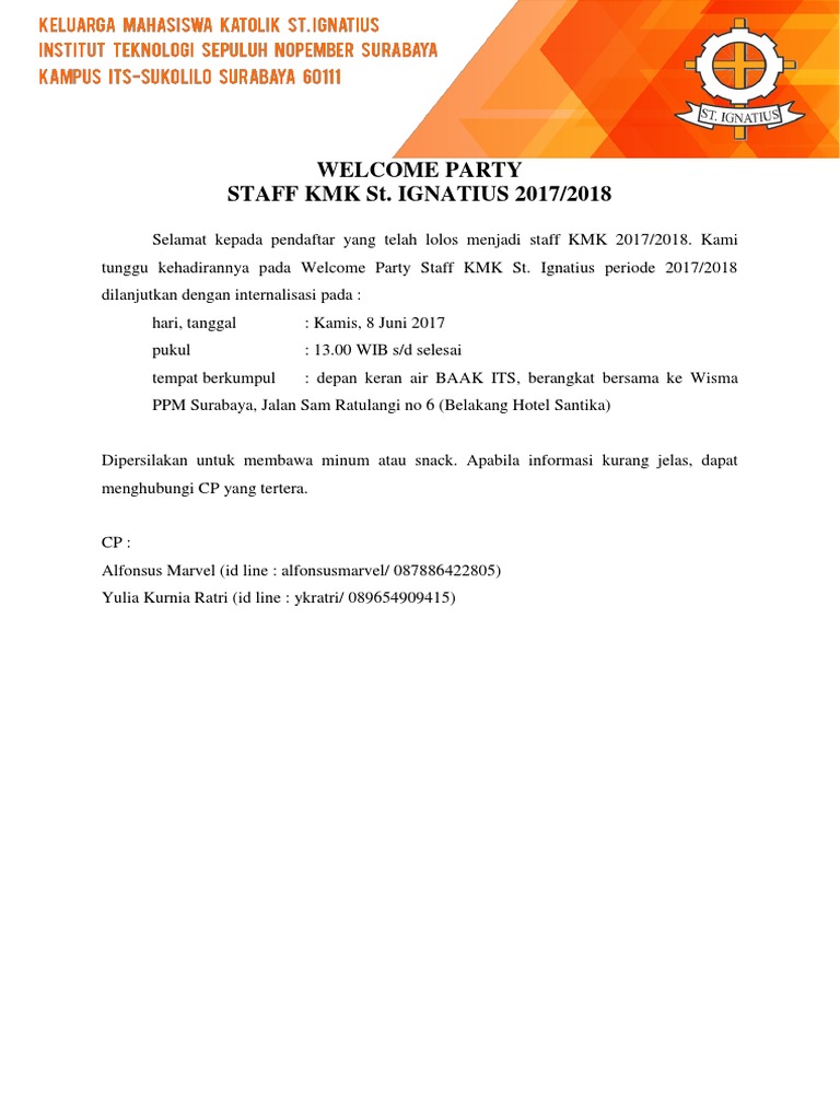 Welcome Party Staff KMK 2017/2018 | PDF