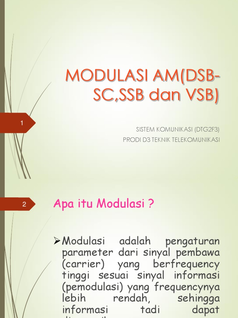 Modul 3-Modulasi-Am DSBSC SSB VSB | PDF
