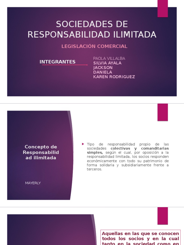 Sociedades de Responsabilidad Ilimitada | Sociedad de responsabilidad limitada | Bienes (Ley)