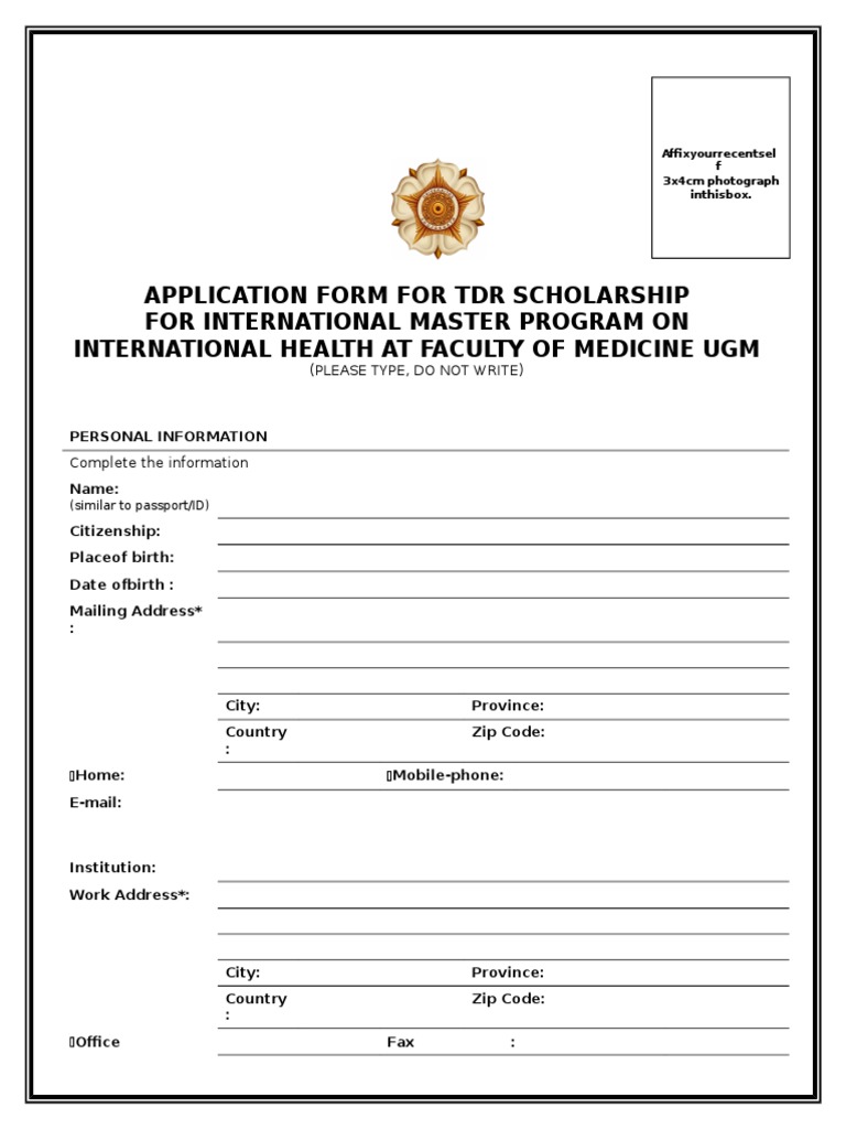 FM UGM TDR Master Scholarship Application Form-Batch3 | PDF