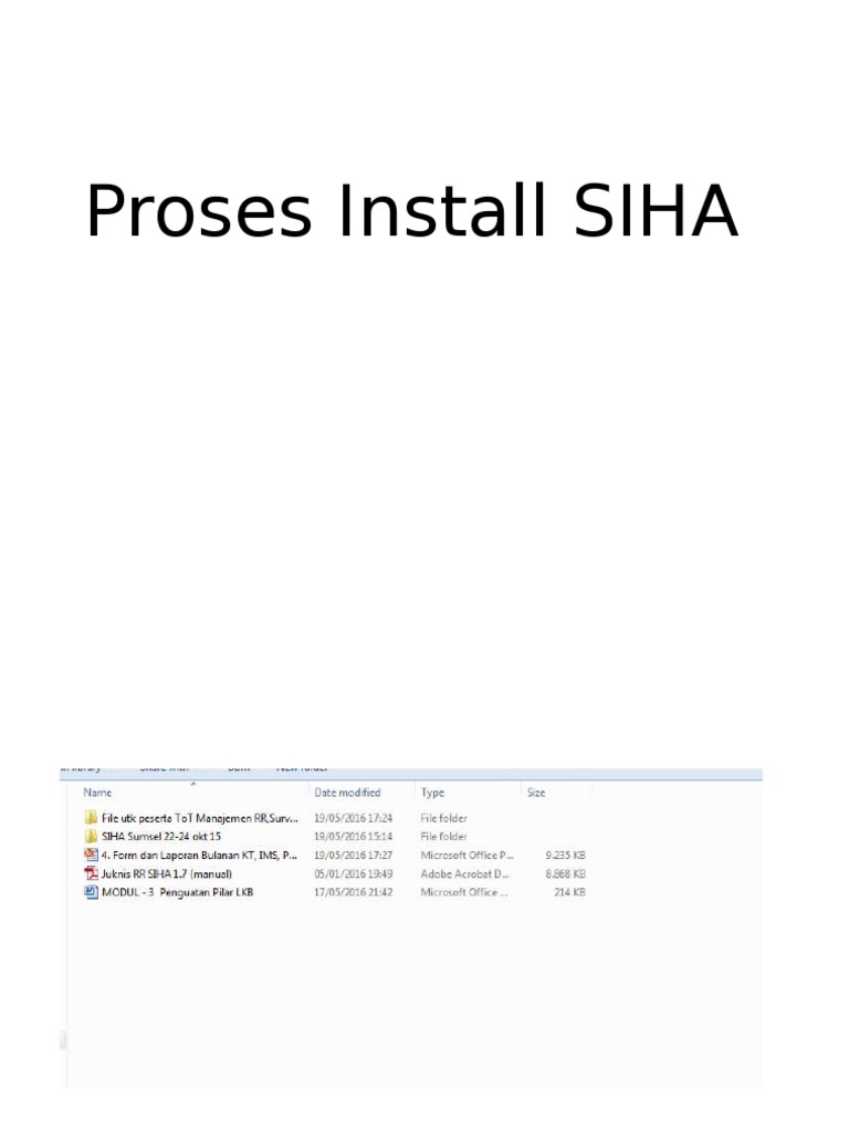 Proses Install SIHA 1.6 | PDF