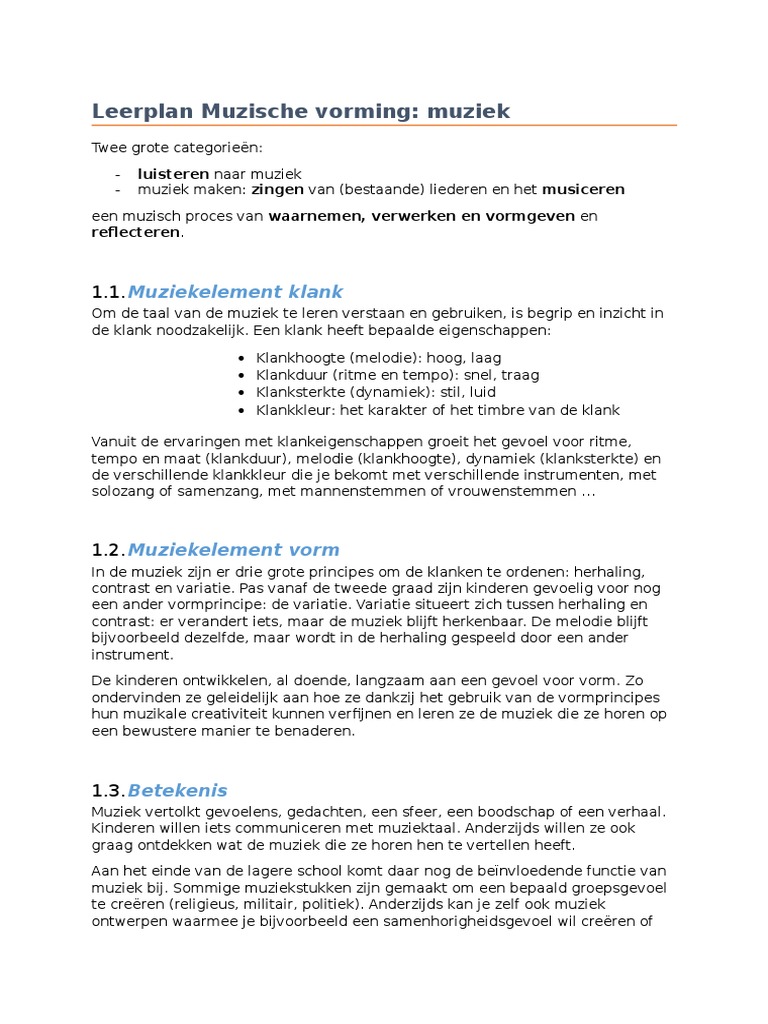 selectie leerplan muziek go