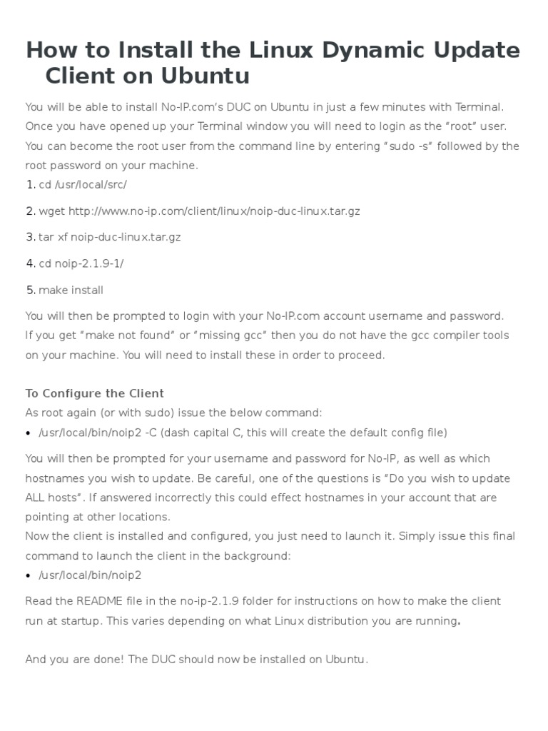How To Install The Linux Dynamic Update Client On Ubuntu | PDF | Computers