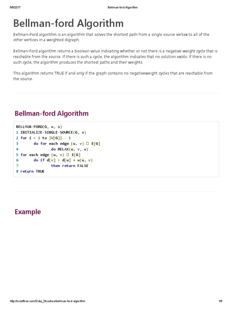Bellman Ford Algorithm Pdf Algorithms Algorithms And Data Structures