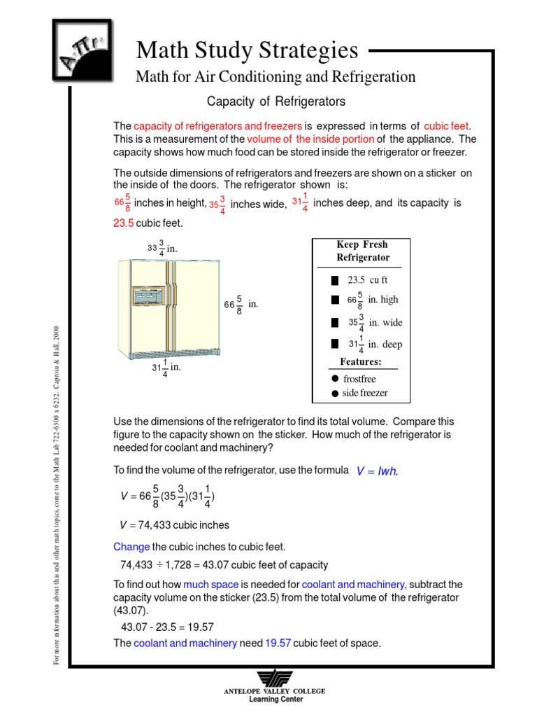Refrigerator Capacity | PDF | Refrigerator | Volume