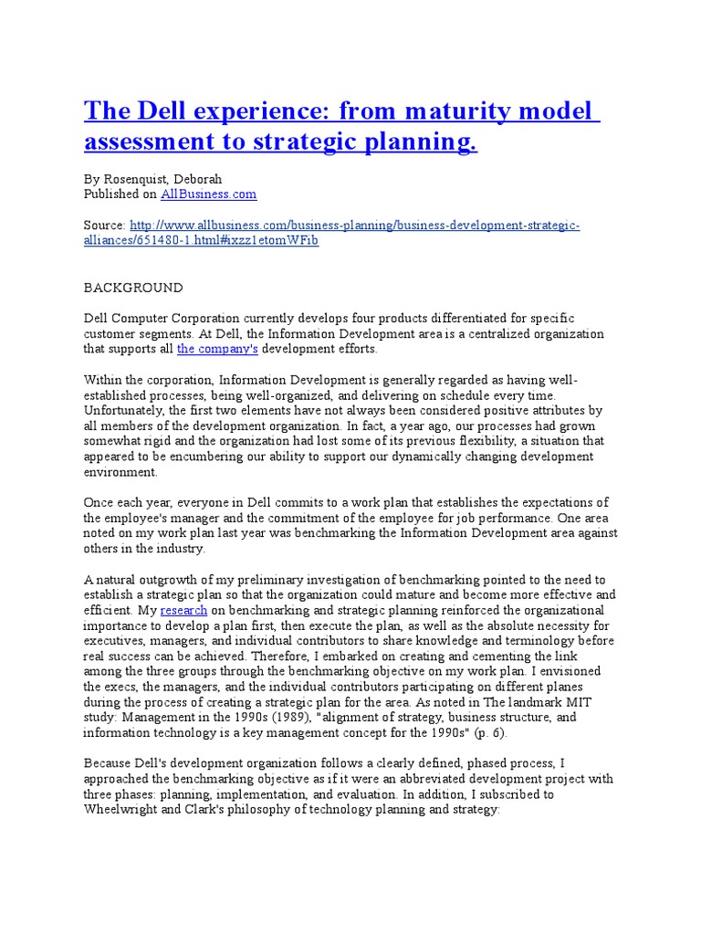 Dell's Strategic Planning Journey | PDF | Strategic Planning ...