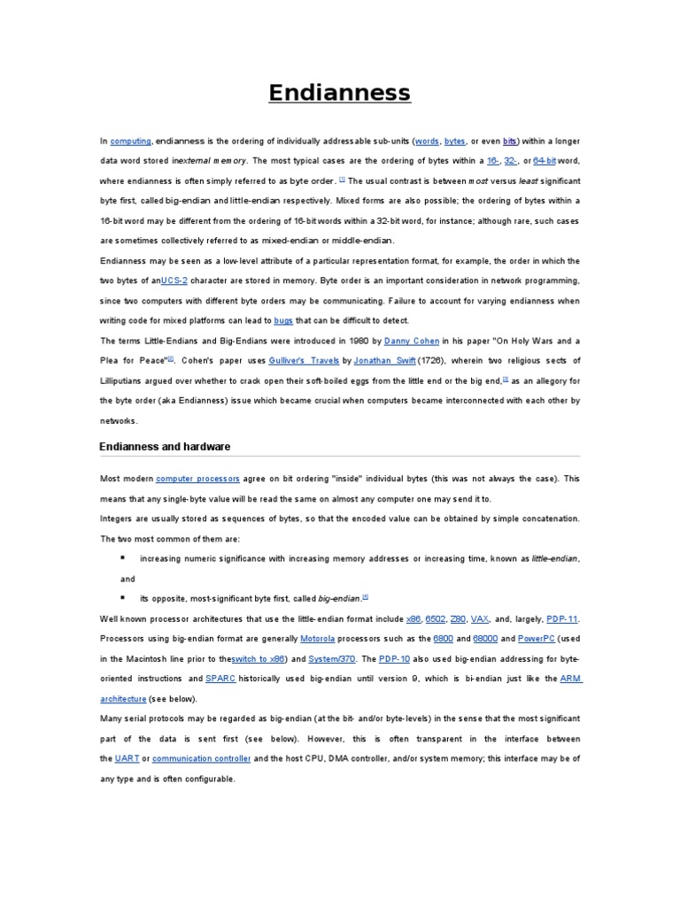 Endianness | PDF | Computer Science | Electronics
