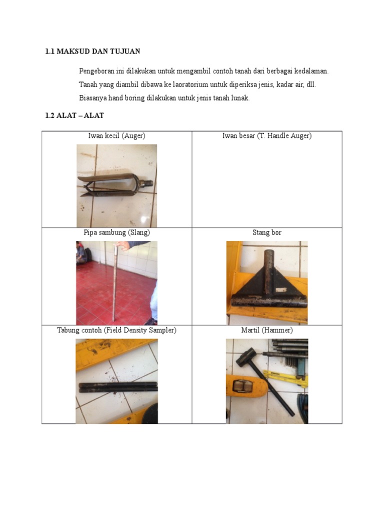 Alat dan Prosedur Hand Boring Tanah | PDF | Ilmu Sosial | Sains ...