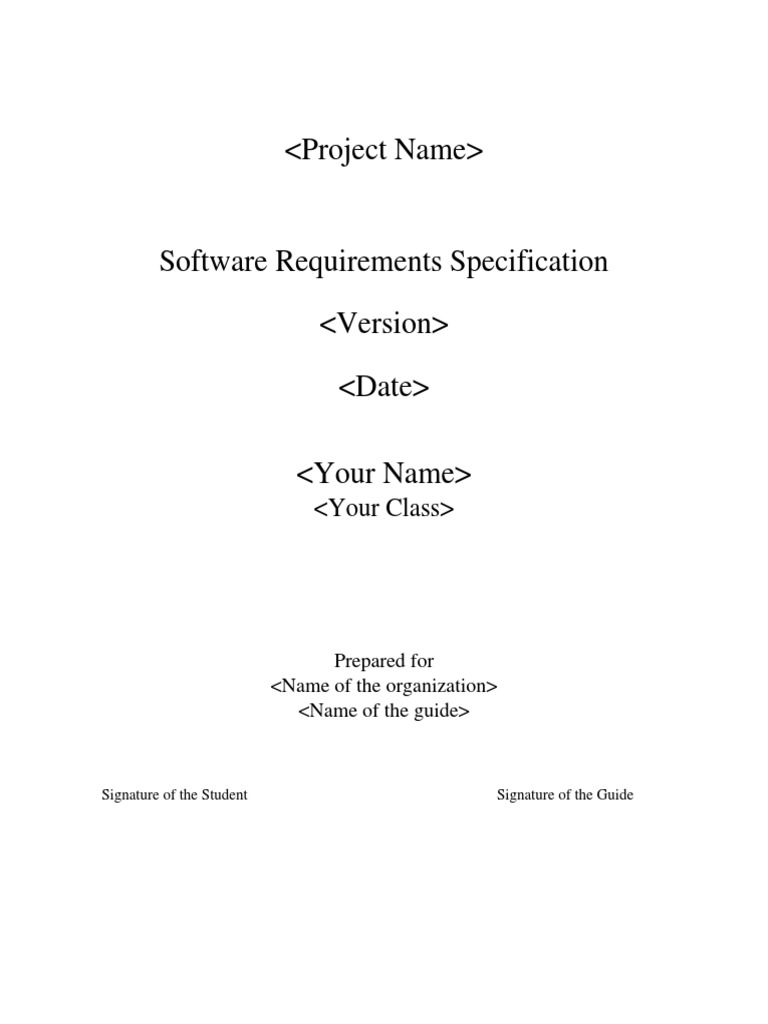 SRS Format | Specification (Technical Standard) | Databases