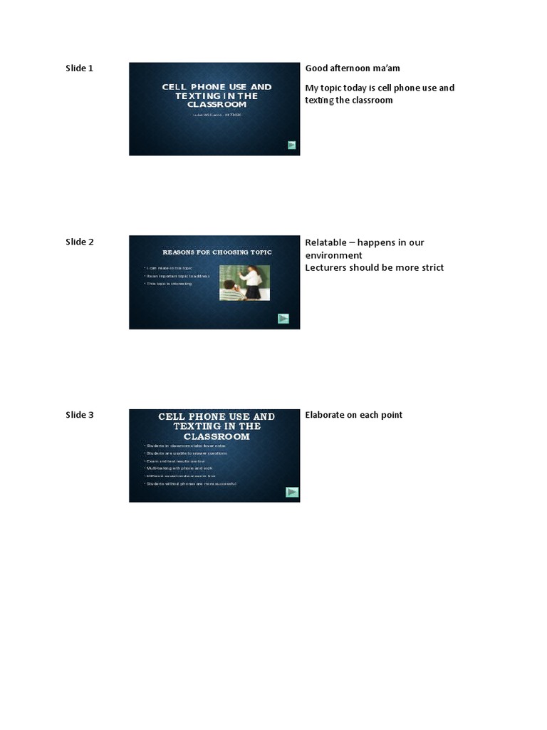 Powerpoint Slides Cellphone Use | PDF