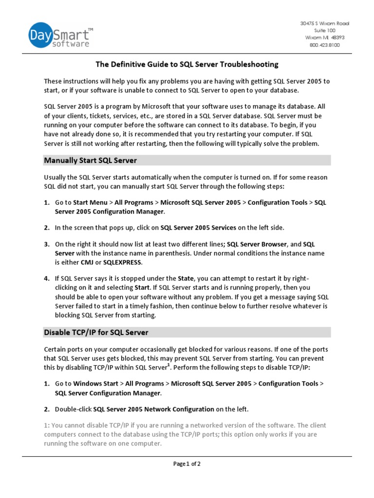 The Definitive Guide To SQL Server Troubleshooting: 30475 S Wixom Road ...
