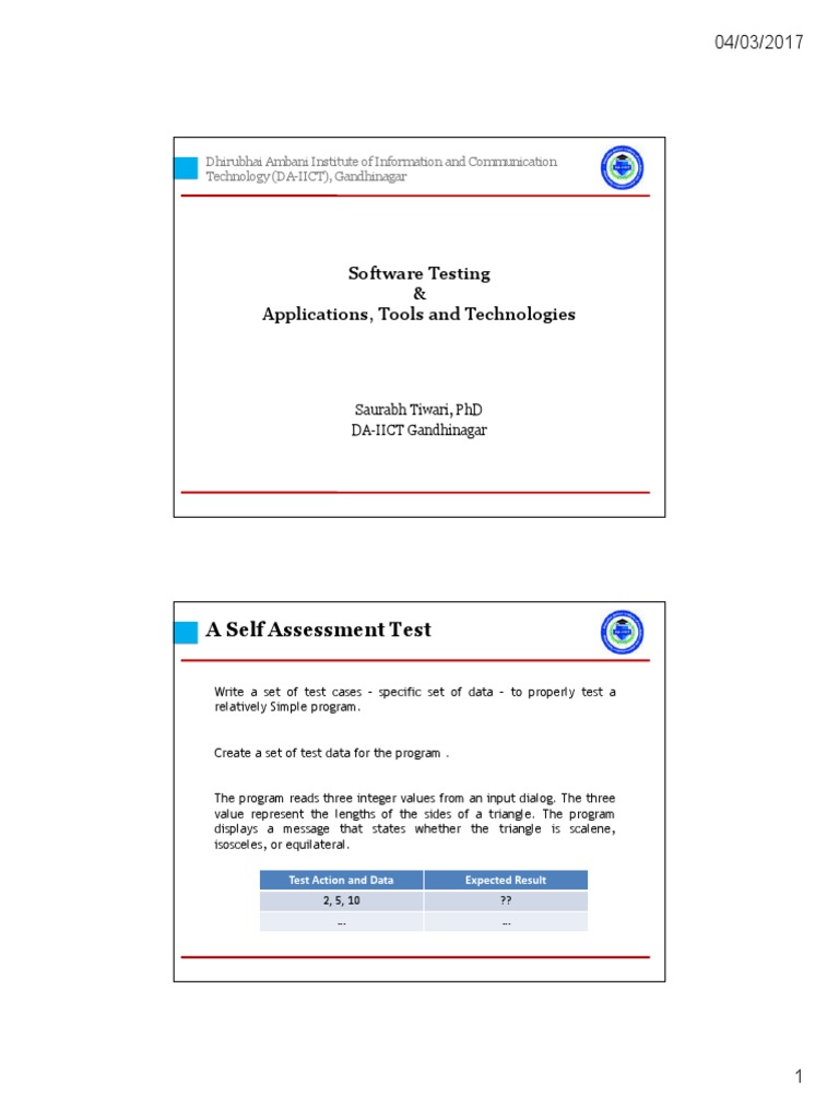 Lecture - Software Testing and Applications | Download Free PDF ...