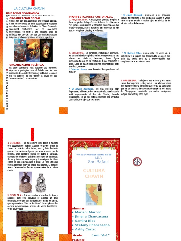 Triptico Cultura Chavin | PDF | Arqueología | Cultura (general) Triptico Cultura Chavin | PDF | Arqueología | Cultura (general)