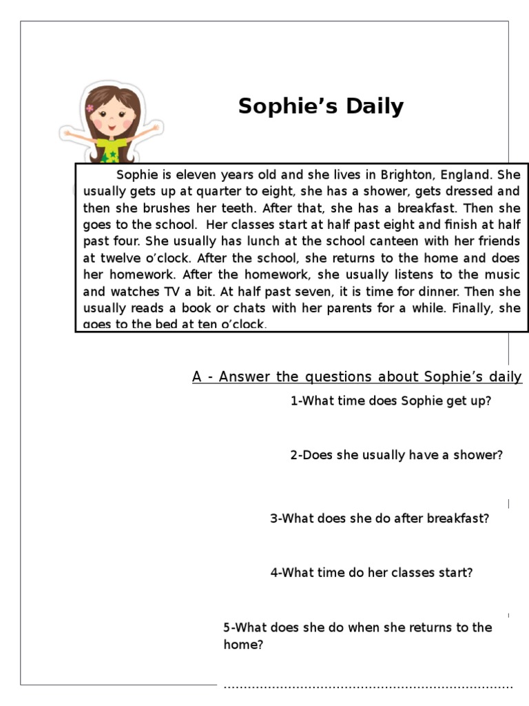A - Answer The Questions About Sophie's Daily Routine | PDF