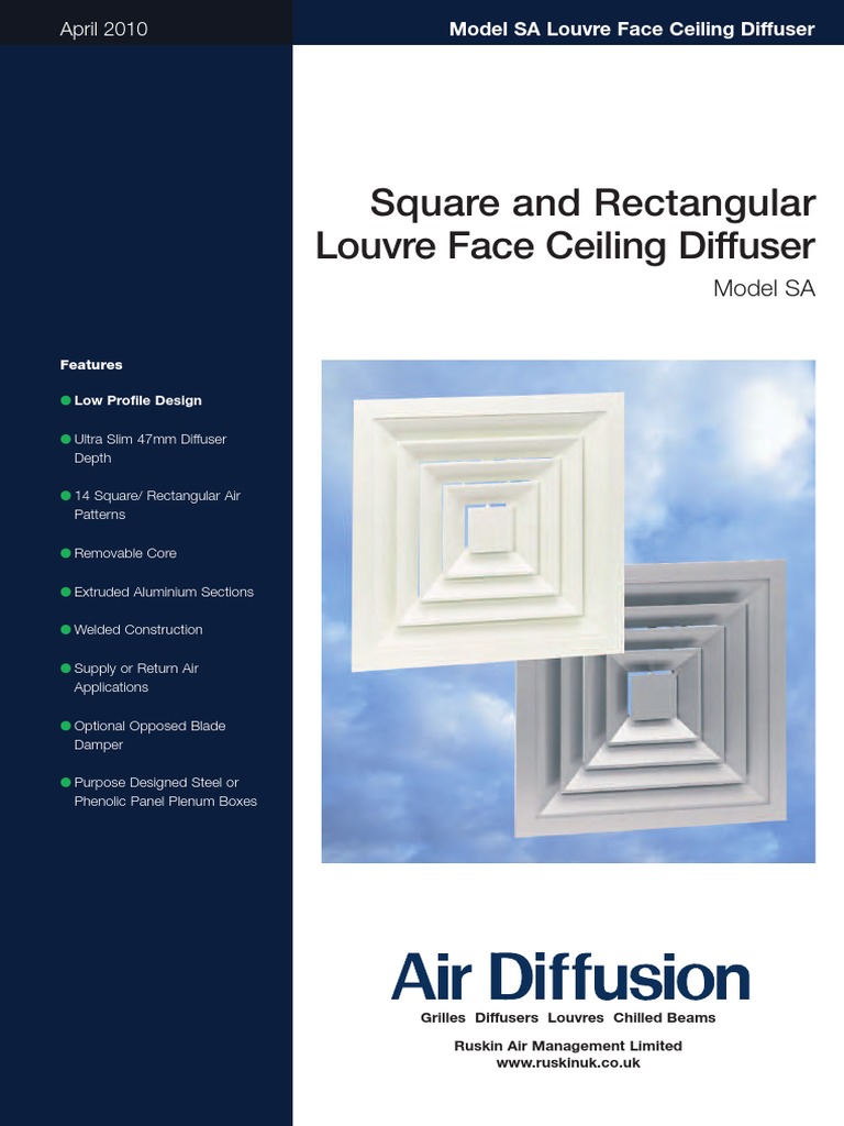 Square and Rectangular Louvre Face Ceiling Diffuser: Model SA ...