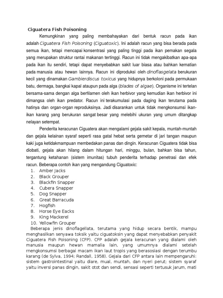 Ciguatera Fish Poisoning | PDF