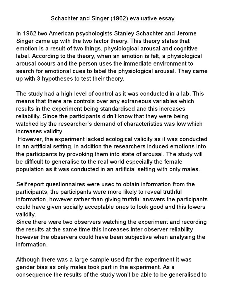 Schachter and Singer Ev | PDF | Experiment | Sexual Arousal