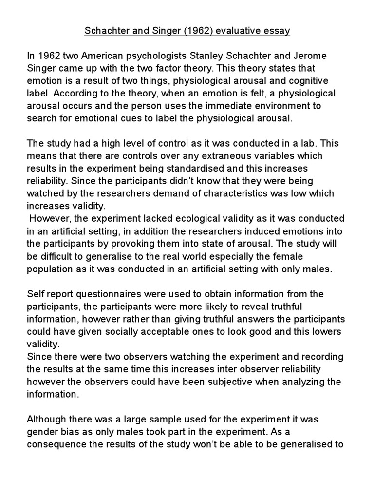 Schachter and Singer | PDF | Experiment | Sexual Arousal