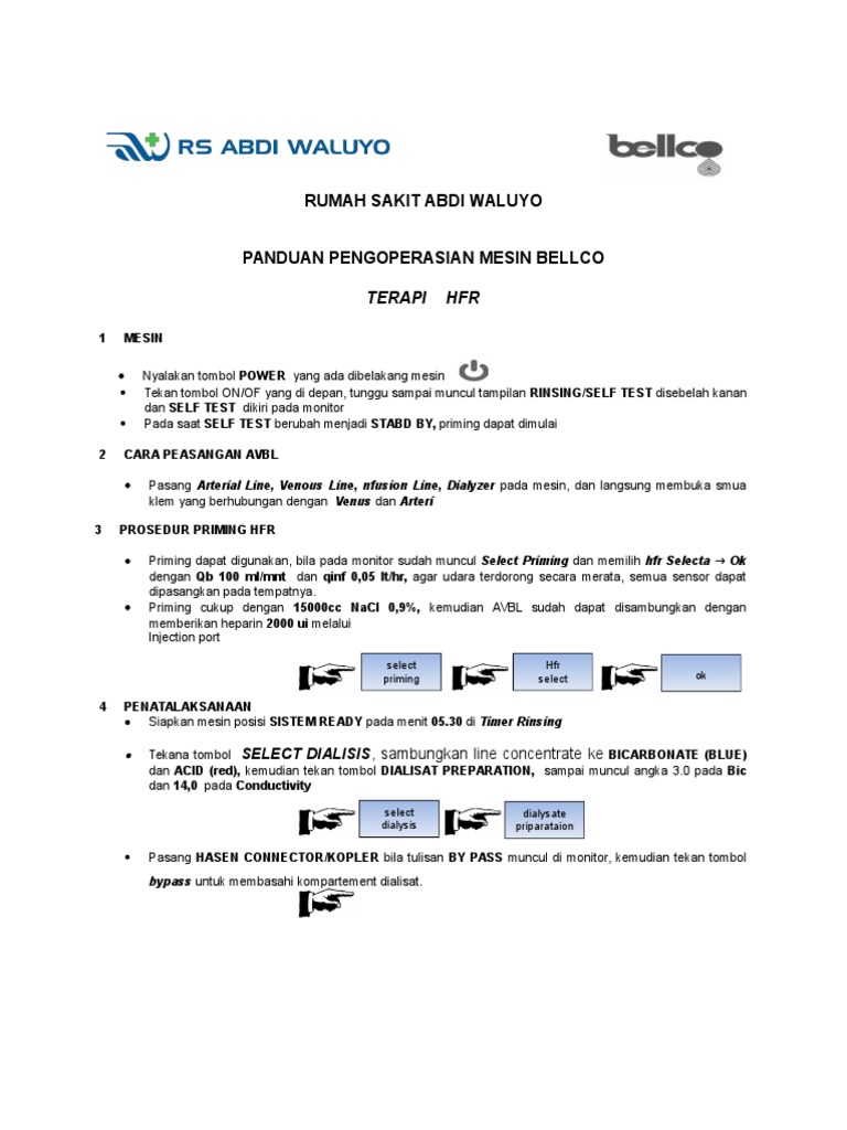 Panduan Pengoperasian Mesin Bellco Terapi HFR | PDF
